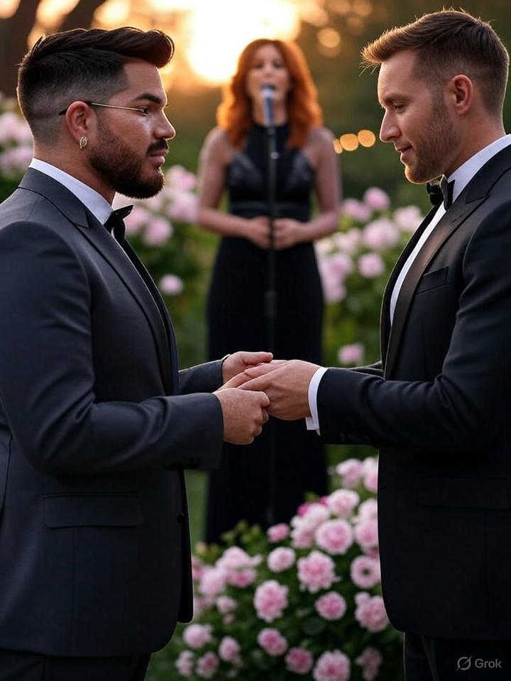Adam Lambert and his boyfriend Oliver Gliese tied the knot in a private ...